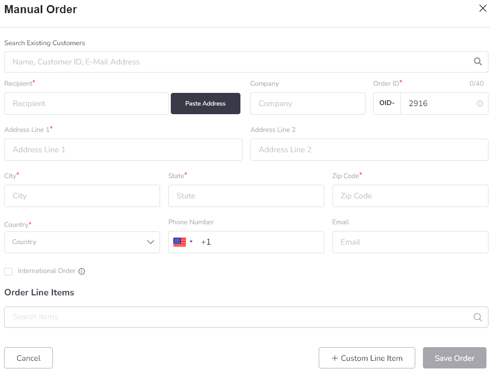Creating a Manual Order